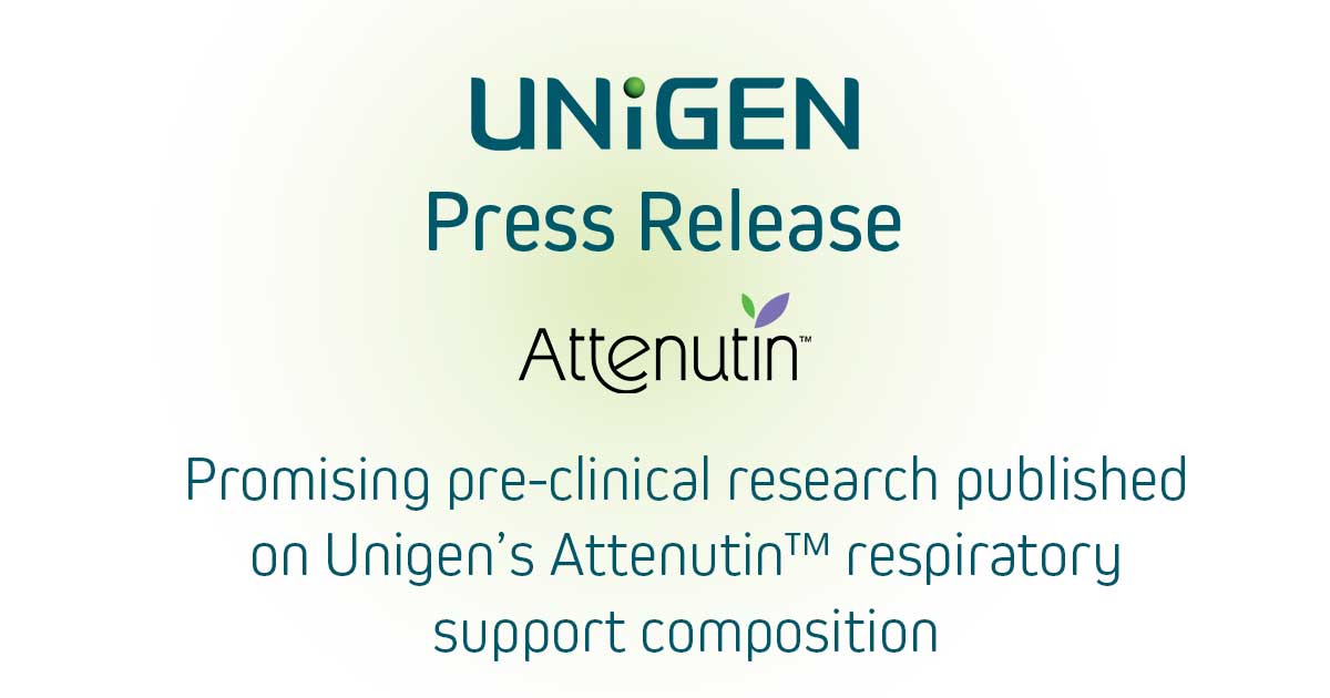 Promising pre-clinical research published on Unigen’s Attenutin™ respiratory support composition ...